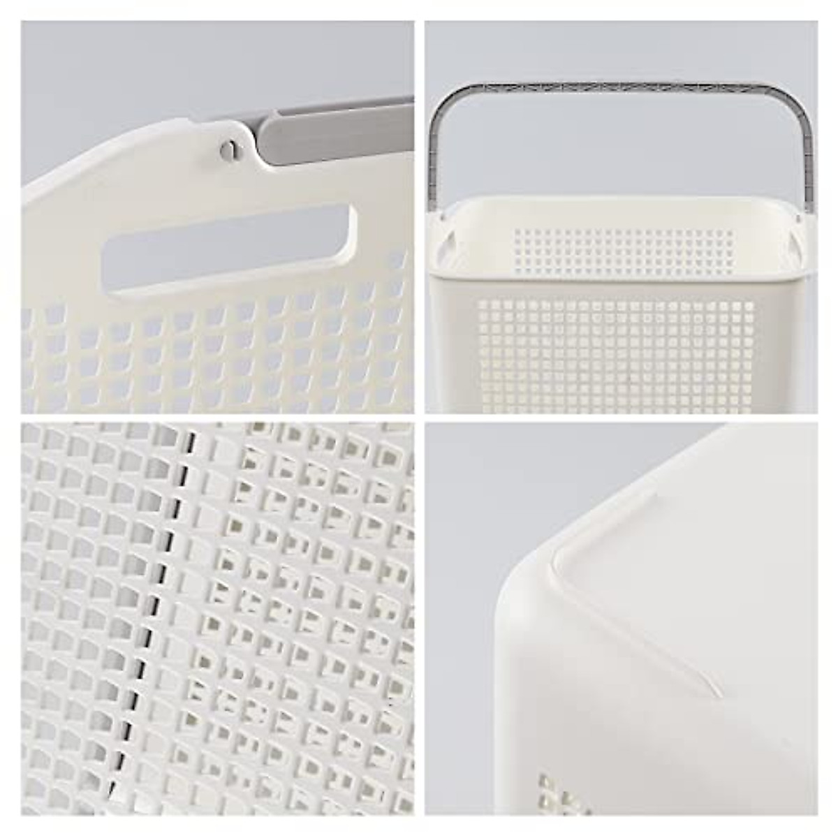 Nicesh 4 Pack 35 L Plastic Laundry Basket with Handle, White Laundry Hamper for Wet Towel