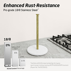 KES Gold Paper Towel Holder Kitchen Standing Paper Towel Roll Holders with Marble Base for Standard or Jumbo-Sized Rolls Brushed Brass, KPH100-BZ