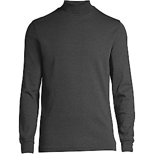 Lands' End Mens Long Sleeve Supima Mockneck Dark Charcoal Heather Regular XX-Large
