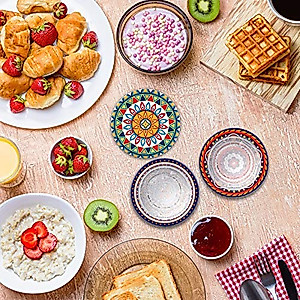 Coasters for Drinks,AODINI Set of 8 Absorbent Stone Coasters for Wooden Table, Mandala Ceramic Coasters with Cork Base, Gift for Housewarming Birthday and Family - Great Home and Dining Room Decor