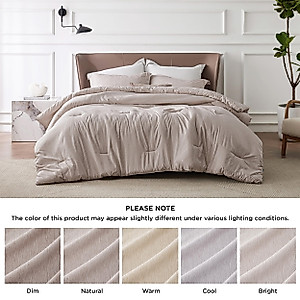 Bedsure King Size Comforter Set - Warm Taupe Soft Bedding for All Seasons, Cationic Dyed Bed Set, 3 Pieces, 1 King Size Comforter (104"x90") and 2 Pillow Shams (20"x36"+2")