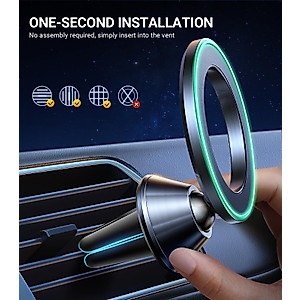 VICSEED for Magsafe Car Mount, [All-Metal] Ultra-Simple Strong Magnetic Phone Holder for Car Vent, 360° Rotation Hands Free Magnet Cellphone Cradle for iPhone 15 14 13 12 Pro Max Mini Plus