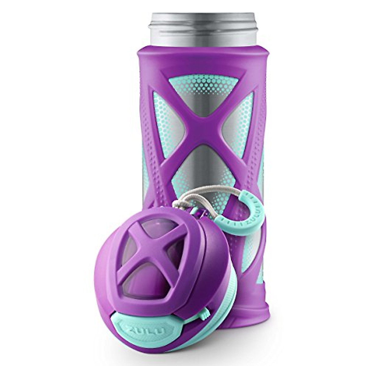 Zulu Echo BPA-Free Vacuum Insulated Stainless Steel Water Bottle with Flip Straw, Purple, 12 oz.