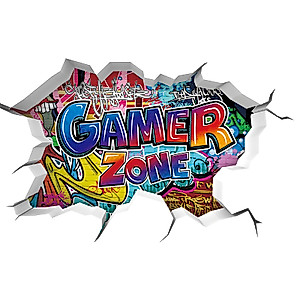 TOARTI 3D Game Wall Decals,Gaming Wall Stickers for Boys Room Gamer Zone Sticker Video Gaming Wallpaper for Kids Playroom Decor
