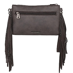 Montana West Women's Leather Small Crossbody Bag Western Clutch Handbag Handbags Purse Cowhide Whipstitches Fringe (Coffee Paisley Flap w charger)