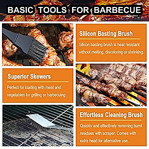 Grilljoy 20PCS BBQ Grill Tools Set - Extra Thick Stainless Steel Fork, Spatula, Tongs& Cleaning Brush - Complete Barbecue Grilling Utensils Set in Aluminum Storage Case - Perfect Grill Gifts for Men