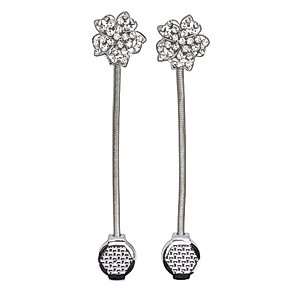 Marooma 2Pcs Magnetic Curtain Tiebacks, Sparkling Crystal Flower Curtain Buckle Clips, Convenient Drape Tie Backs Decorative Curtain Holdbacks Holder Curtain Tiebacks for Home.