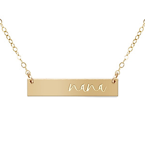 Zen & Zuri Nana Gold Filled Bar Necklace, Gift for Grandma, From your Grandson, Granddaughter, Mother's Day, Personalized