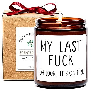 Funny Gifts for Women and Men, My Last -UCK- Scented Soy Candle, Funny Birthday Gag Gifts for Friends, BFF, Coworkers, Her, Him (Dark Brown)