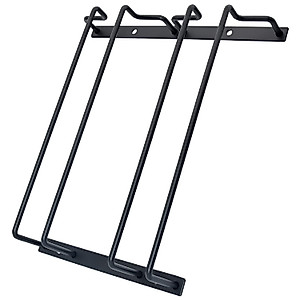 zoohot 9.64-Inch Under Cabinet Wine Glass Rack Stemware Holder Glasses Storage Hanger Metal Organizer for Bar Kitchen Black(2 Row)