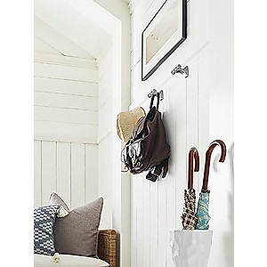 Amerock BH36050PN | Polished Nickel Double Robe Hook | 2-15/16 in. (75 mm) Length Towel Holder | Davenport | Towel Hook for Bathroom | Bathroom Hardware | Bath Accessories