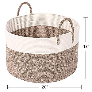 Goodpick Large Cotton Rope Basket (Set of 2)-Blankets Towels Clothes Laundry Hamper