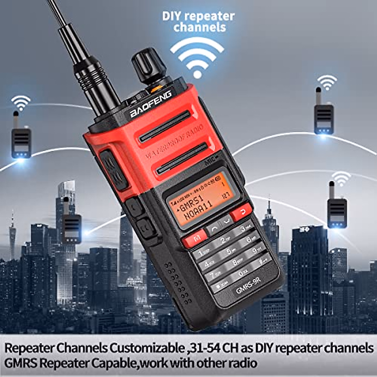 Baofeng GMRS Radio GMRS-9R Handheld Radio with NOAA Weather Scan,Waterproof IP67 Long Range Two Way Radios Rechargeable