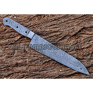 Forged Damascus Steel Chef Knife Blank Blade for Knife Making Diy Japanese Professional Kitchen Knives Blanks 15.00 Inches Jnr2031