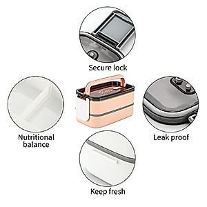 PVSpro JUST FOR YOU Bento Box Set with Insulated Tote, Mug & Cutlery Set, Stackable Bento Box for Lunch, Bento Kit Lunch Box with Handle, Large Bento Lunchbox Container, Japanese Bento (Pink)