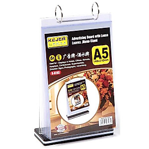 A5 Acrylic Plastic Folder with T-Shaped Stand - Indoor/Outdoor Suction Cup Holder -- For Documents, Photos, Menus & Marketing Racks