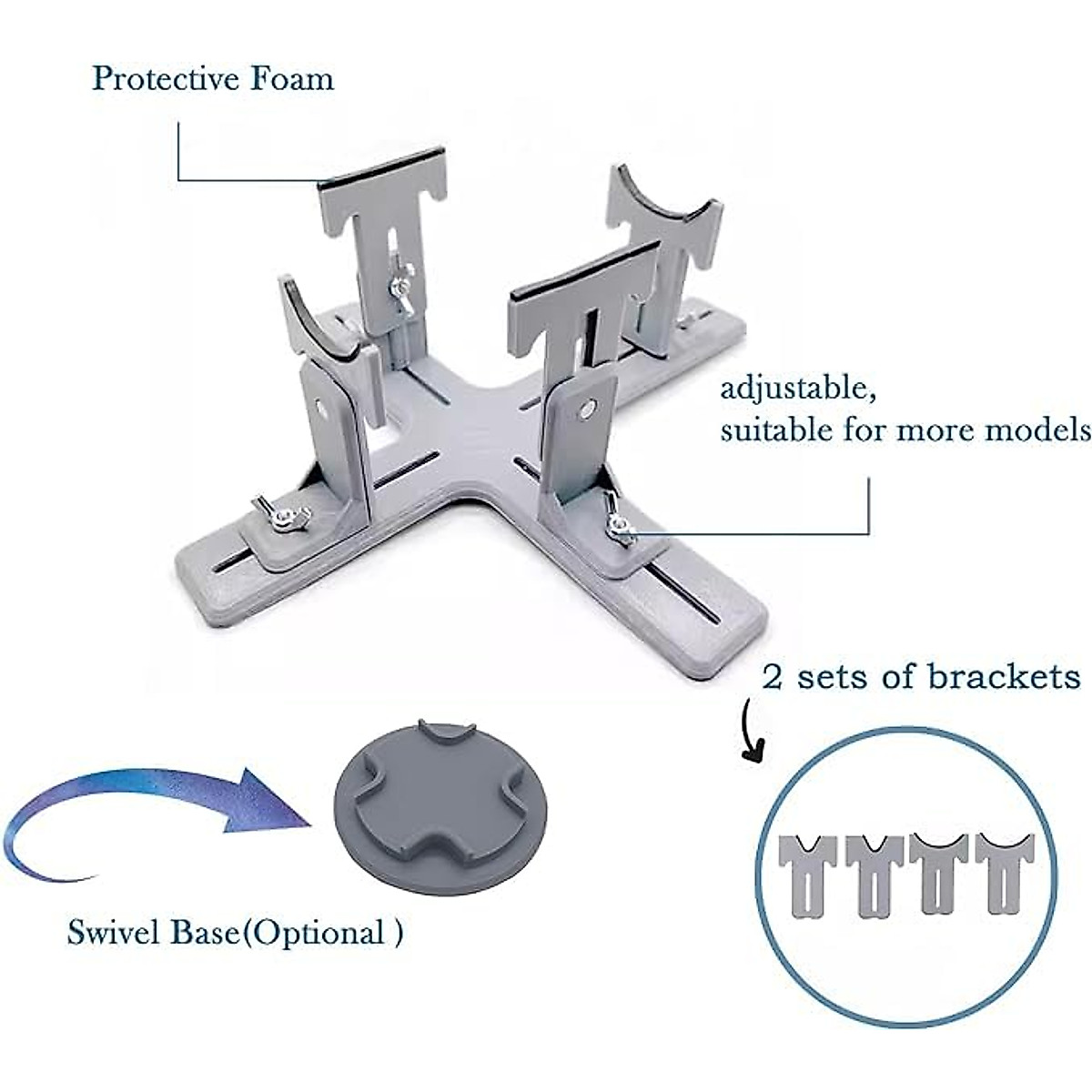 Stand for Model Airplanes for Display Making and Painting,Model Building Berth jig,Tray for Part of 1/72, 1/48(Grey+Swivel Base)