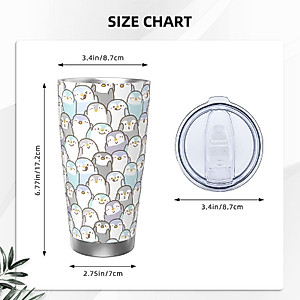 CHASOEA Penguin Tumbler 20oz Cute Animal Stainless Steel Vacuum Insulated Tumblers with Lid and Straw Travel Coffee Mug Tea Wine Cups Water Bottle Gifts for Women Penguin Lovers