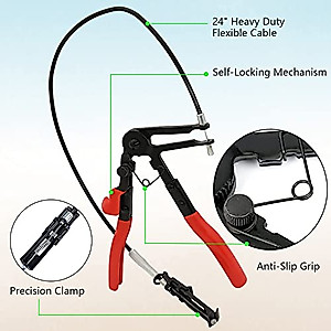 Hose Clamp Pliers Set, 9pcs Wire Long Reach Hose Clamp Pliers Set for Automotive Coolant Radiator Heater and Water Hose with Band Flat or Large Clamps, Clamp Removal Tool by BOOTOP PIN