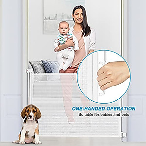 HEELALBABY Retractable Baby Gate for Stair 65" Extra Wide Outdoor Mesh Safety Gate for Dogs or Pets Fabric Indoor Puppy Gates for Doorways