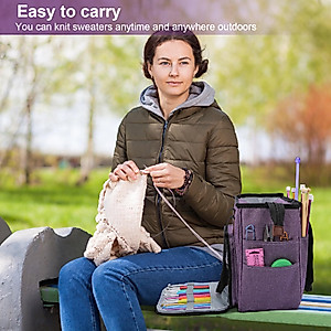 Crochet Bag Organizer, Yarn Storage Bag with Inner Divider & Zipper Knitting Bags Yarn Storage Organizer for Crochet Hooks Suppliers Knitting Needles Accessories