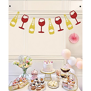 Wine Banner Gold Red Glitter, Wine Time Banner, Wine Tasting Party Decorations, Whisky Birthday Banner, Wine Tasting Party Supplies, Wine Bachelorette Party Decorations