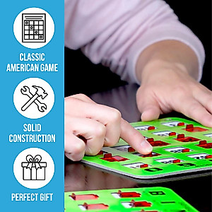 Regal Bingo Finger-Tip Shutter Bingo Cards Set w/Sliding Windows - 10 Bingo Shutter Cards, 75 Reusable Calling Cards, 1 Master Board - Ideal for Family Fun Night - No Chips & Daubers Needed - Green