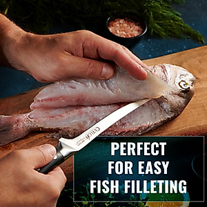 Cutluxe Fillet Knife for Fish & Meat – 7" Fish Knife for Filleting – High Carbon German Steel, Flexible, Full Tang & Ergonomic Handle Design – Artisan Series