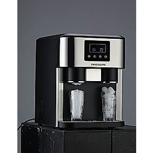 Frigidaire EFIC245-SS EFIC245 3-in-1 Countertop Crunchy Chewable Nugget Style Dual Ice Crusher and Cube Maker, Makes 33 Pounds in 24 Hours, 2 Sizes, with Water Dispenser and Line-in, Stainless Steel