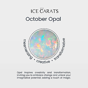 IceCarats 925 Sterling Silver Created Opal Diamond Ring October Birthstone Jewelry Size 8