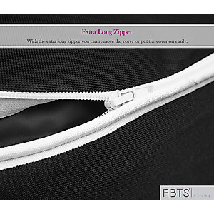 FBTS Prime Inflatable Footstool Ottoman Black Stripe Round 21x9 Inch Patio Foot Stools and Ottomans Portable Footrest