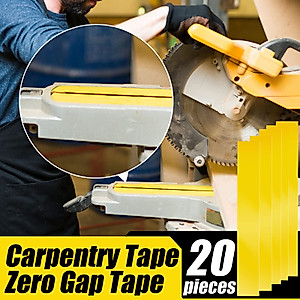 20 Pcs Zero Gap Woodworking Tape Miter Saw Tape for More Accurate Cuts on Miter Saw Table Saw PVC Self Adhesive Strips for Positioning Wood Cutting, 2 x 14 Inch, Yellow