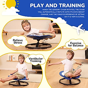 Sensory Chair Sit and Spin Autism Sensory Products Sensory Toys Sensory Spinning Chair Autism Spinning Chair for Kids Swivel Chair Training Body Coordination (Blue)