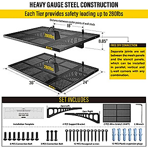 Aecxm 2pack-2x3ft Garage Storage Wall Garage Shelves Garage Storage Rack Garage Shelves Heavy Duty Sturdy Wall Shelves (Black)