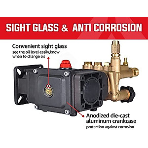 YAMATIC Horizontal Triplex Pressure Washer Pump 3/4" Shaft 3300 PSI @ 3.0 GPM 5.5-8 HP Replacement for Most Brand Honda Simpson 90036 90039 and More