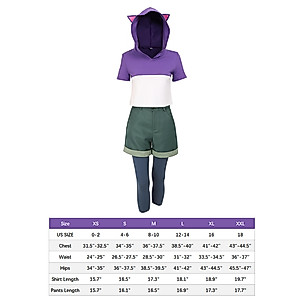 DAZCOS Women's US Size Purple White Hoodie Cosplay Costume Outfit with Tights (Medium)