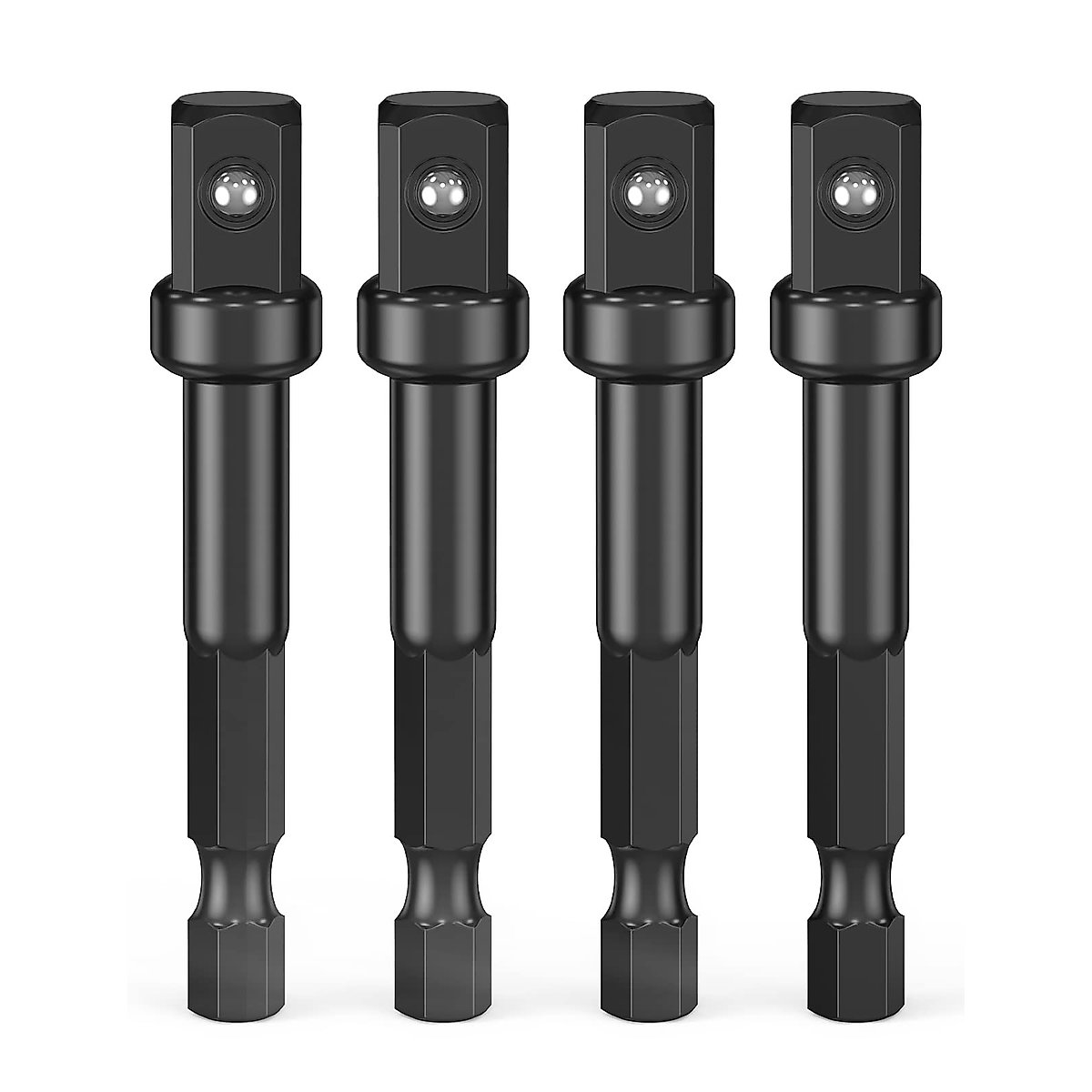 3/8 Impact Adapter, 4 Pack 3/8 Socket Adapter 1/4 Inch to 3/8 Socket Adapter Kit for Impact Driver, Automotive DIY, Extension Socket Driver Bits, Handle Nut Driver and Drills