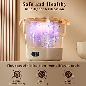 Portable Washing Machine,Mini Washer 9L High Capacity for Underwear,Baby Clothes,Socks,Pet Items and Small Items,Foldable Washing Machine for Apartments,Camping,Travel,Dormitory,Hotel (Cream)