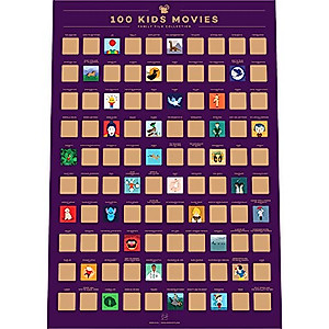Enno Vatti 100 Kids Movie Scratch Off Poster – Top Family Films of All Time (16.5" x 23.4")- Ultimate Gift For Kids, Christmas, Easter