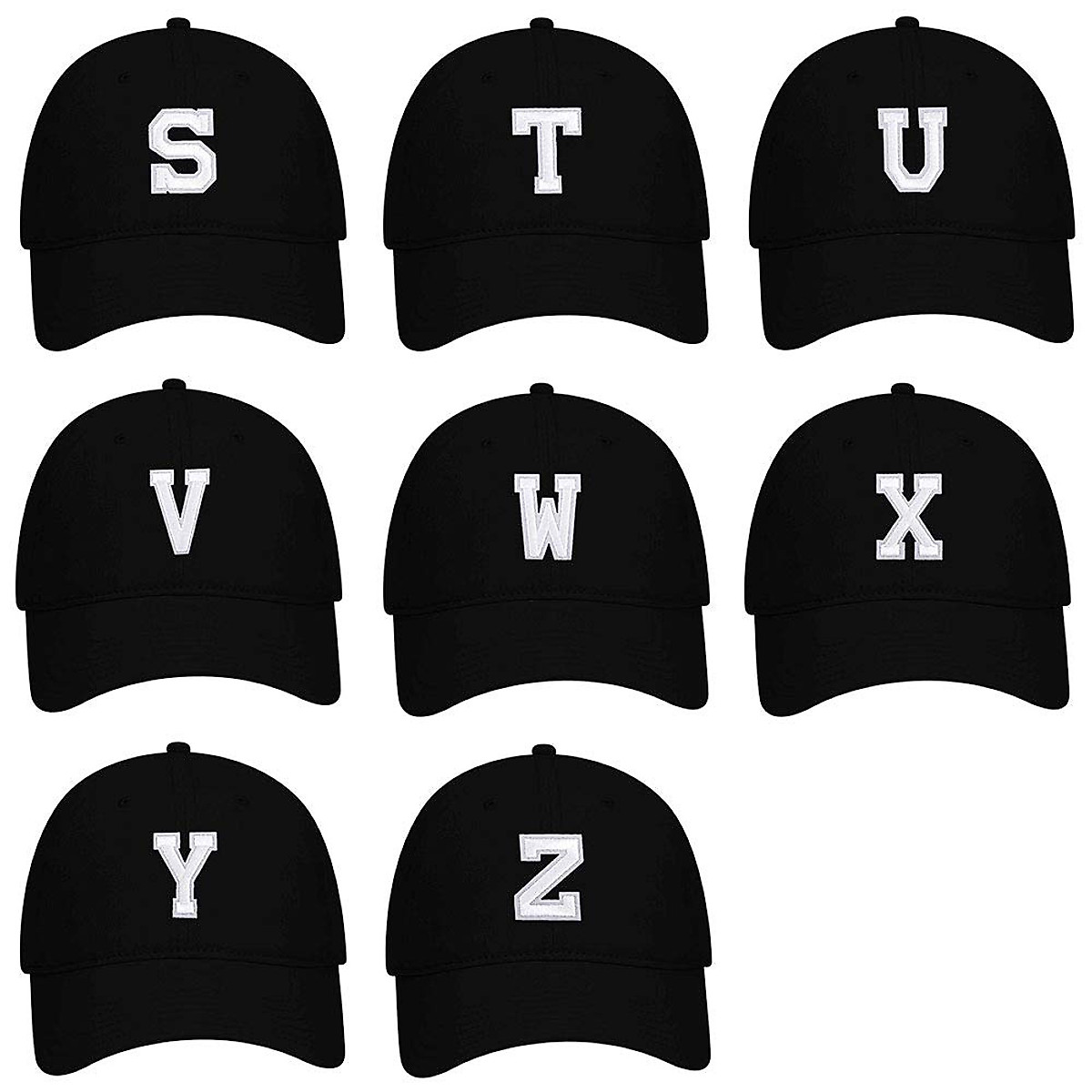 iZZYZX White Alphabet Embroidered Patch 6 Panel Low Profile Dad Hat - Black T