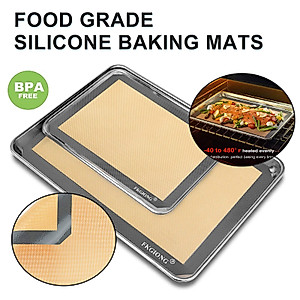 Silicone Baking Mat - Nonstick Large Baking Mat Set of 3-2 Half Sheets Mats (11 5/8" x 16 1/2") + 1 Quarter Sheets - Extra Thick Reusable Bakeware Mats for Cookies, Pastry, Bread, Bun, Fondant