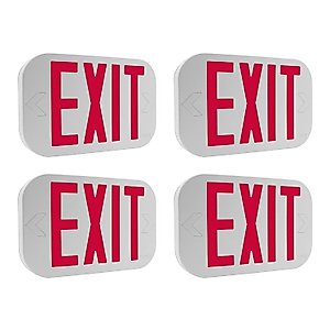 LimoLighting [4 Pack] New Gen. SMD LED Red Exit Sign Emergency Light, UL & ETL Certified, Sinlge or Double Sided (Double Face) with Battery Back-Up/Red Letter, Wall/Ceiling/Side Mount, AGG3396