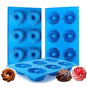 3PCS Mini Bundt Cake Pan, 6Cavity Heritage Bundtlette Cake Silicone Mold for Baking,Non Stick Fancy Molds for Fluted Tube Cake (Bundt)