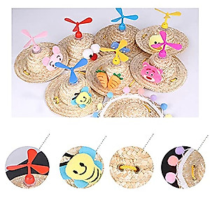 Pet Mini Dog Hat Dog Straw Hat Cat Hat Sombrero Woven Cat Hat Dog Sun Cap Cat Sunhat Puppy Cap Small Windmill Hat Outdoor Sun Protection Hat for Photo Props