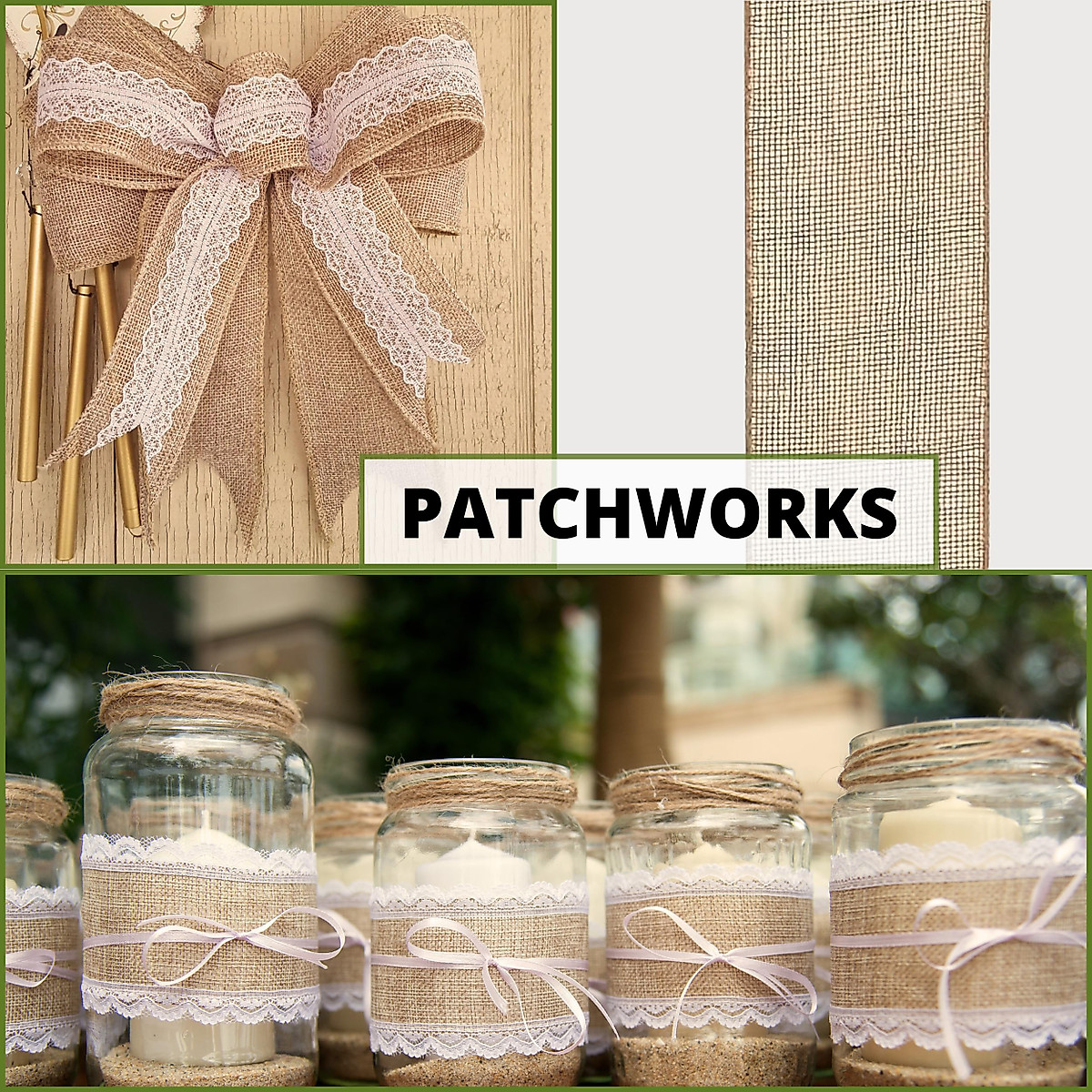 Natural Burlap Ribbon for Crafting — 3 Inch x 10 Yards Burlap Wired Ribbon for Christmas Home Decor Gift Wrapping DIY Crafts Wedding Bow Making Wreath