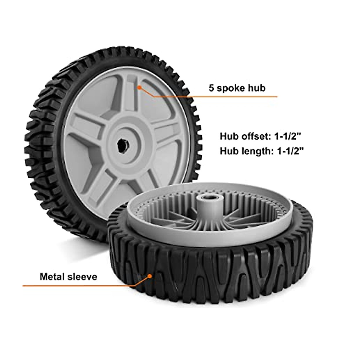 8 Inch Front Wheels Replaces for HU 581009202-2 Pack Drive Wheels Tires Compatible with Hon da Black Max Lawn Mower, Craftsman 917376161, HU 7021RES Self Propelled Mower, Replace 193912x460