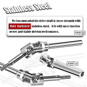 Rc Stainless Steel Front Rear Drive Shaft CVD for 1/10 Rustler VXL 4X4/Stampede VXL 4X4/Hoss VXL 4X4/Slash Platinum/Ultimate/VXL 4x4 4WD RC Car,ARRCat RC Upgrades Part
