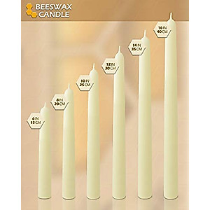 Hyoola 6" Beeswax Taper Candles - 6 Hour Burn Time - White Beeswax Candles - 2 Pack