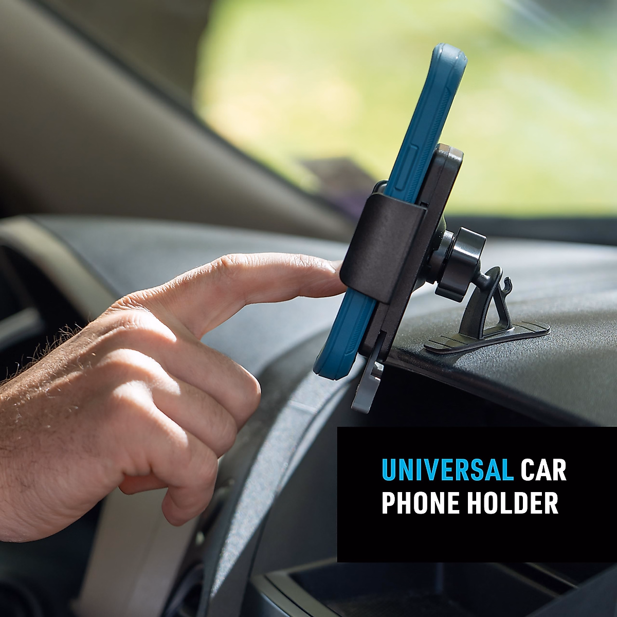 Nite Ize Squeeze Universal Dash Mount - Phone Holder & Mount for Car Dashboard - Cell Phone Accessories with Universal Design - Black