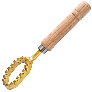 RANSHOU Fish Scaler Remover Heavy Duty Octagon Blade, Japanese Professional Fish Scale Scraper Tool, Wood Handle, Brass Gold, Made in JAPAN